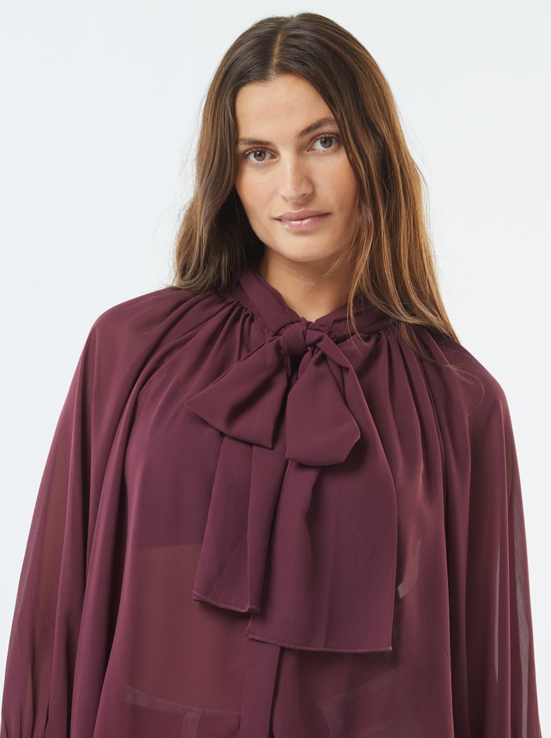 Blusa fluida com mangas com folhos - Vermelho - Mulher - 20.00€ - Kiabi