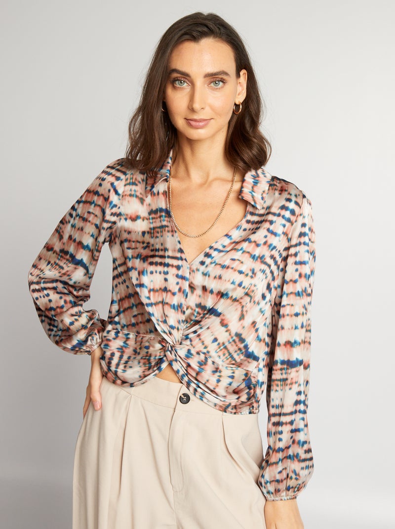 Blusa fluida de manga comprida - BEGE - Kiabi - 25.00€