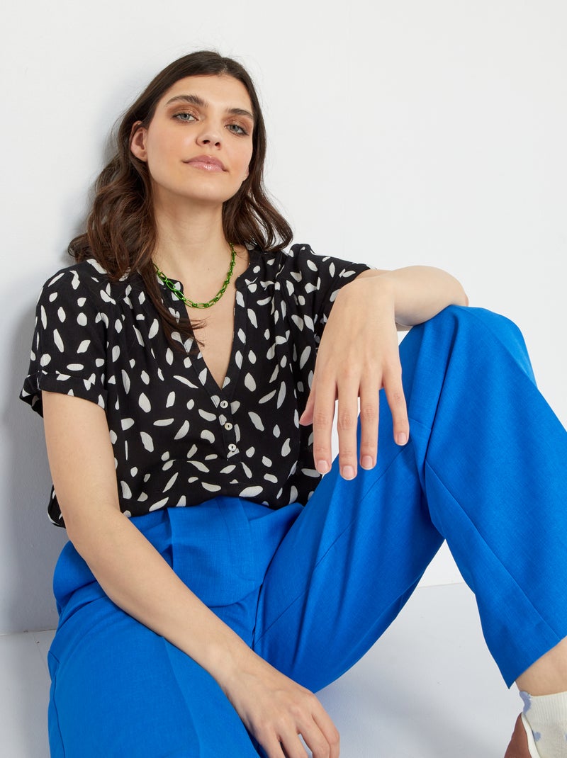 Blusa fluida estampada - PRETO - Kiabi - 12.00€