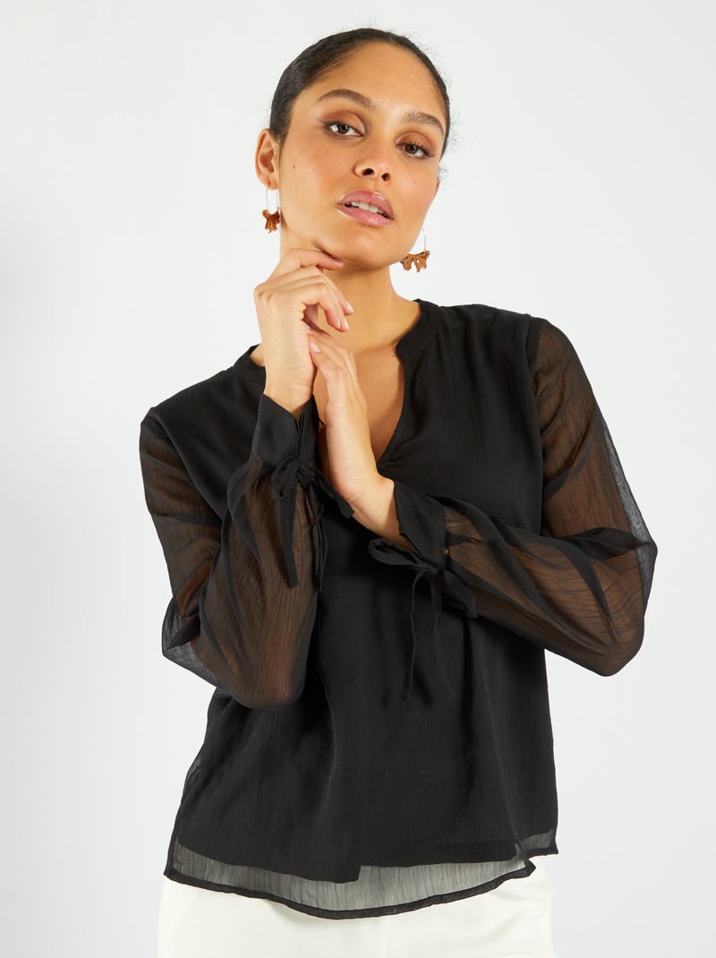 Blusa fluida - Preto - Kiabi - 22.00€