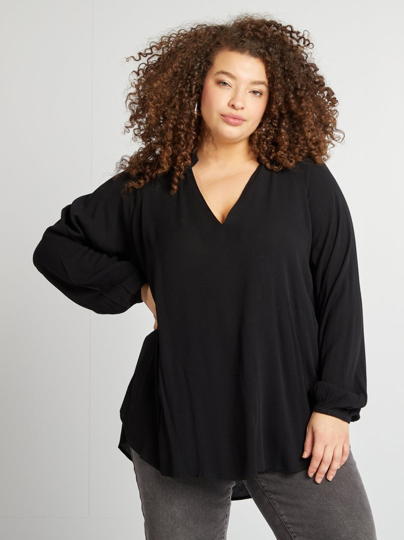Blusa fluida - Preto - Tamanho grande - Mulher - 20.00€ - Kiabi