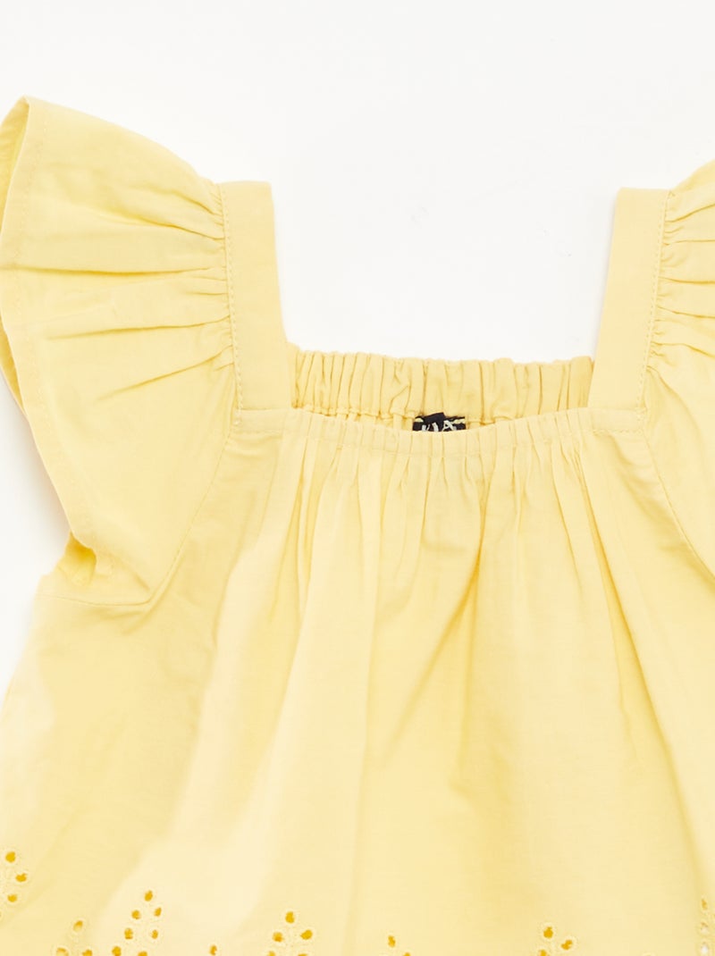 Blusa leve com alças com folhos e bordados - AMARELO - Bebé Menina - 10 ...