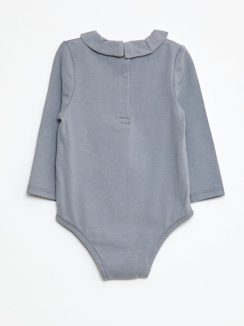Body com gola claudine - Cinza - Bebé - 6.00€ - Kiabi