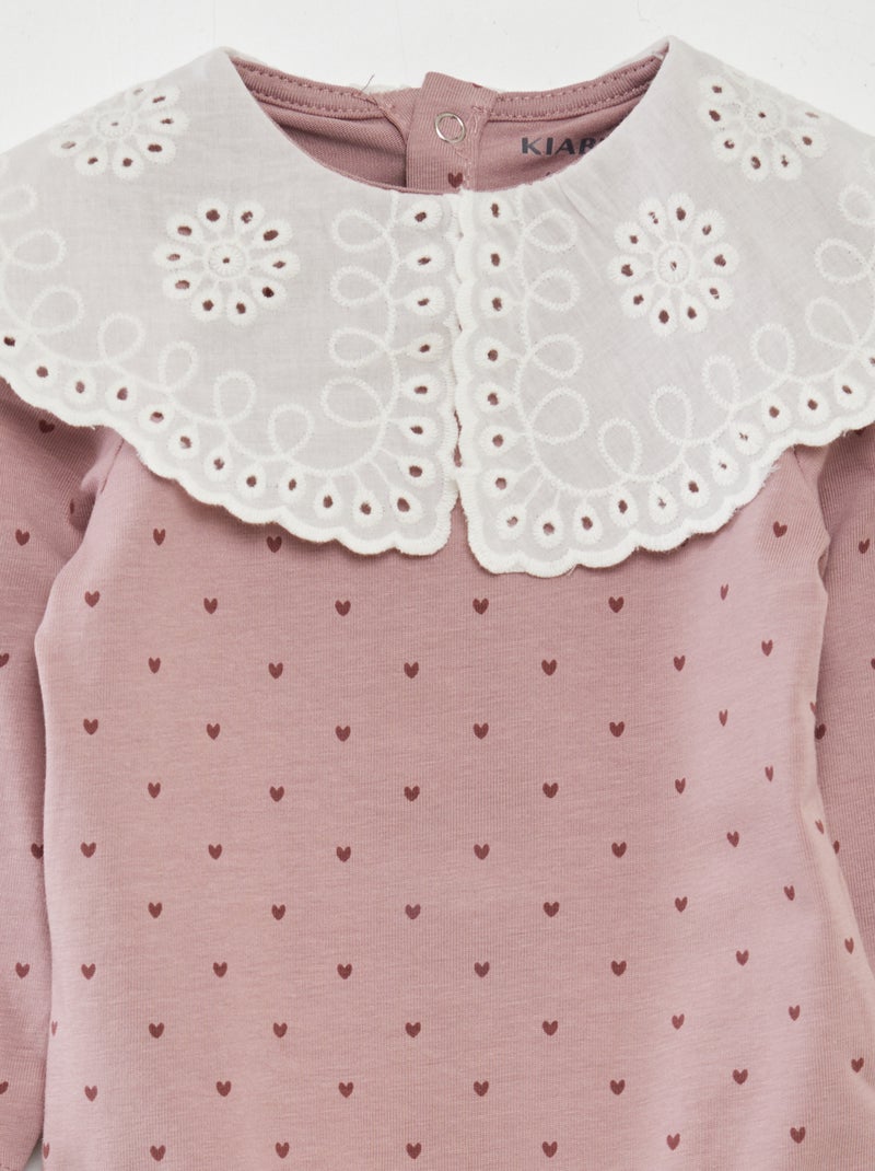 Body com gola claudine e motivo - VIOLETA - Bebé Menina - 7.00€ - Kiabi