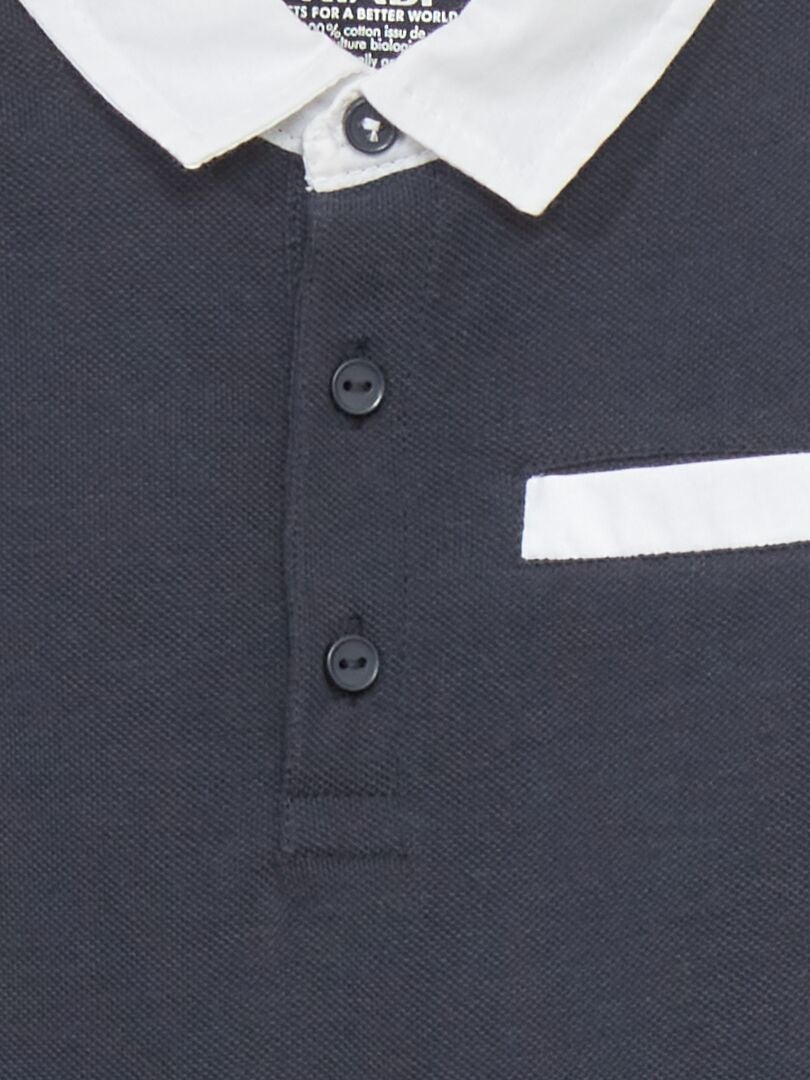 Body tipo polo em malha piqué - Azul Marinho - Kiabi - 7.00€