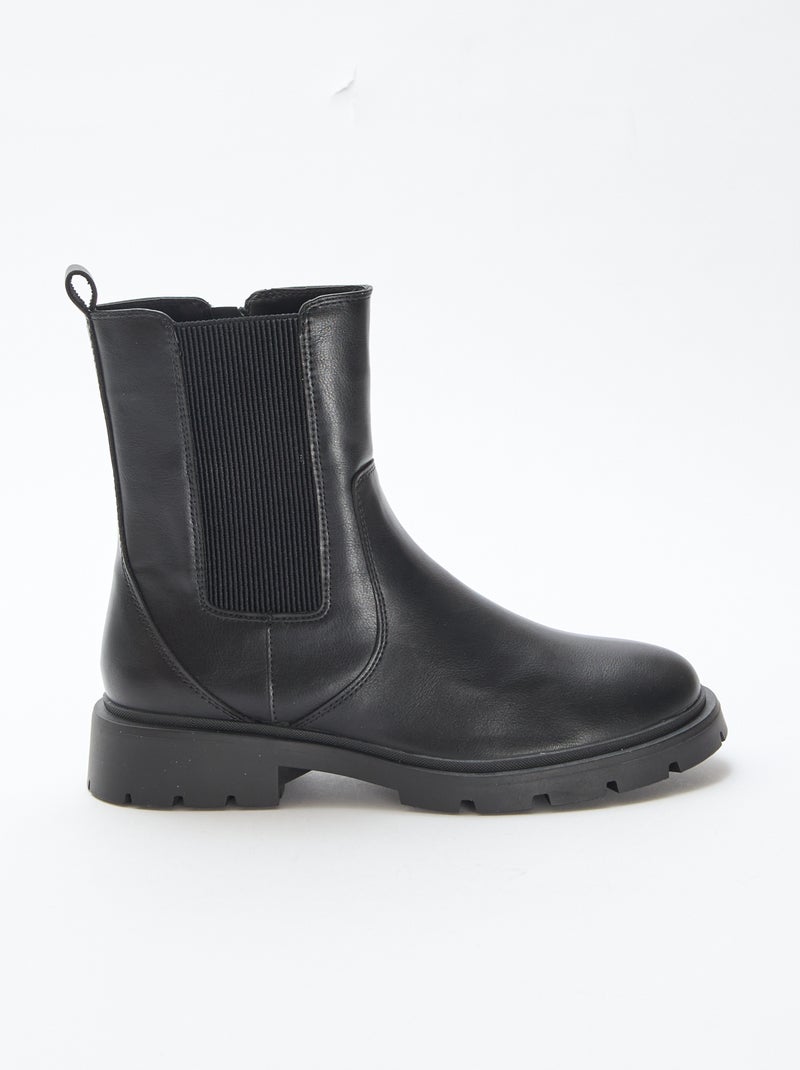 Botas modelo Chelsea em pele sintética com foles elásticos - Preto ...