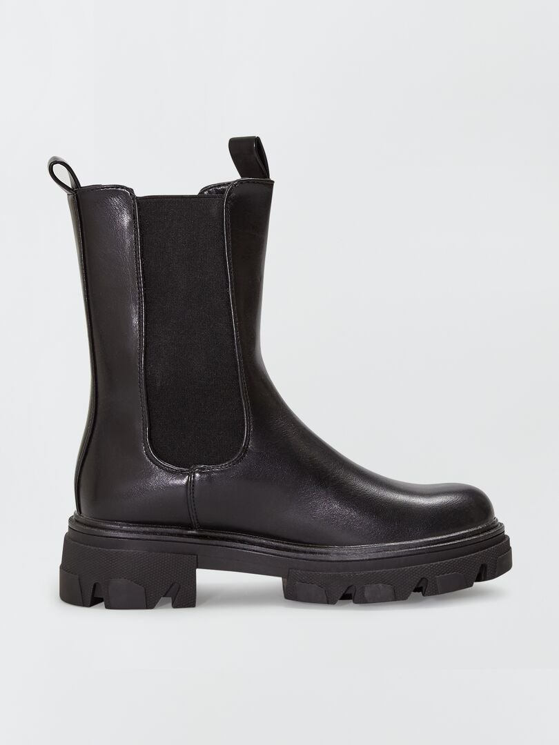 Botas tipo chelsea subidas com sola dentada - Preto - Kiabi - 38.00€