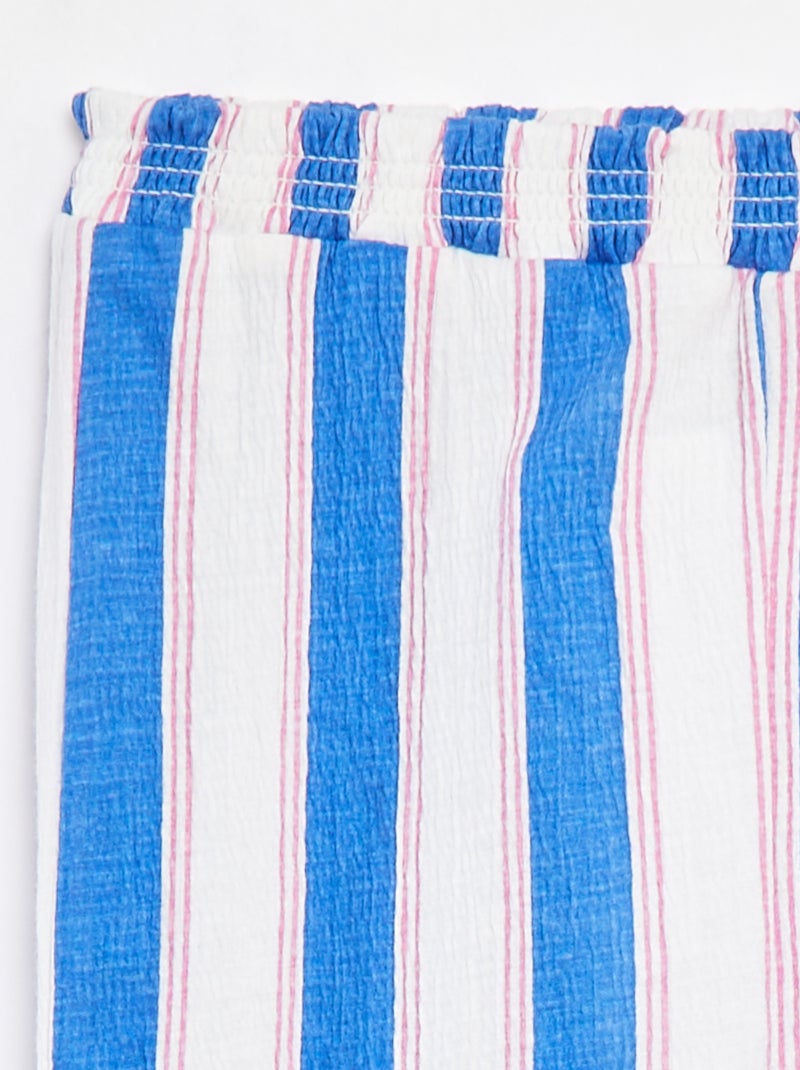 Calças com corte paperbag e motivo às riscas - AZUL - Bebé Menina - 7. ...