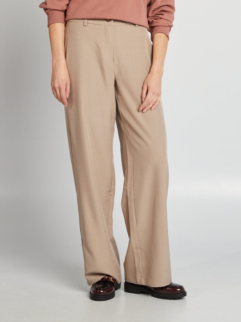 Calças de fato largas - CASTANHO - Mulher - 22.00€ - Kiabi