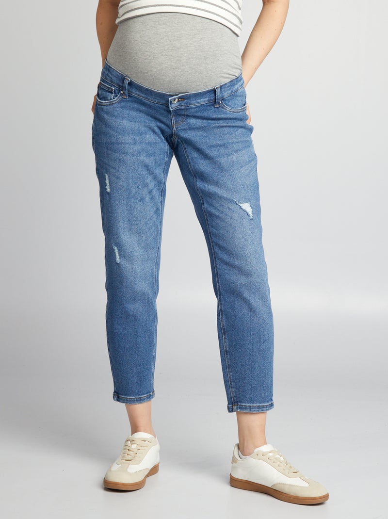 Calças de ganga mom de gravidez com faixa - Only Maternity - AZUL ...