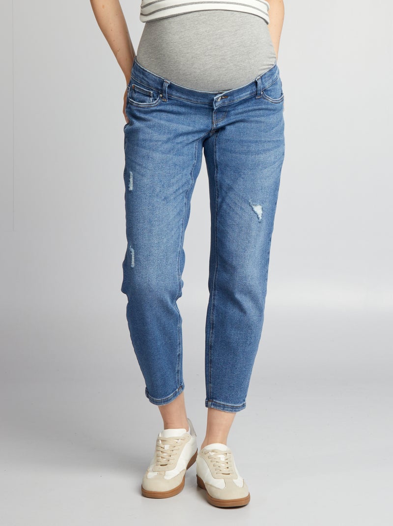 Calças de ganga mom de gravidez com faixa - Only Maternity - AZUL ...