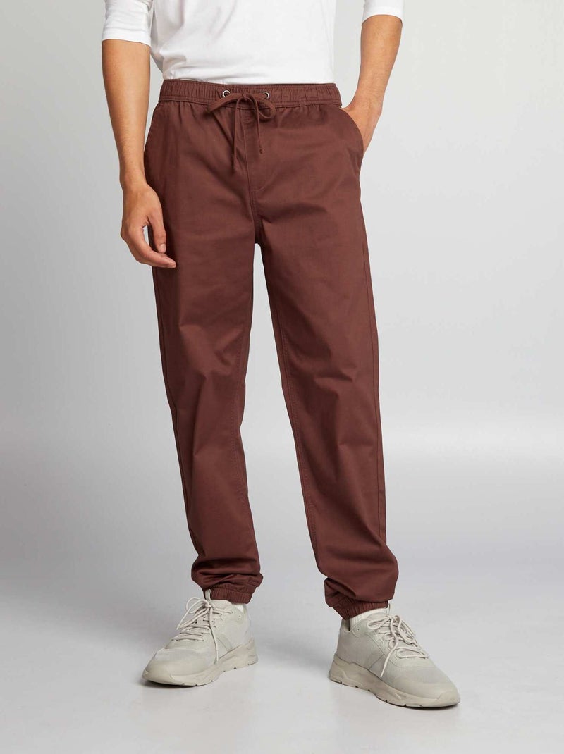 Calças estilo 'fato de treino' - CASTANHO - 18.00€ - Kiabi