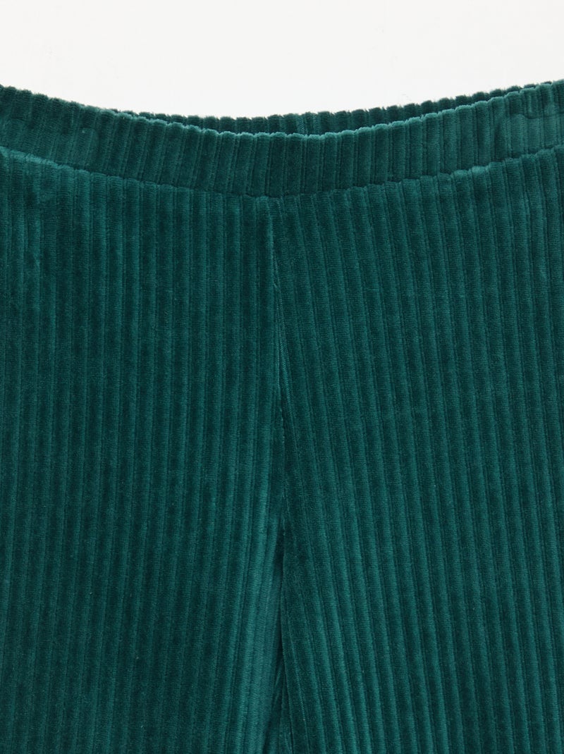Calças flare em veludo cotelê - Verde - Menina - 12.00€ - Kiabi
