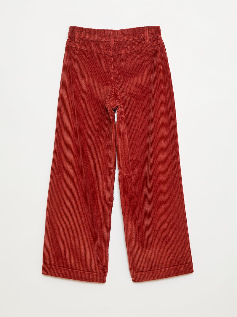 Calças largas de veludo lisas - Vermelho - Menina - 15.00€ - Kiabi