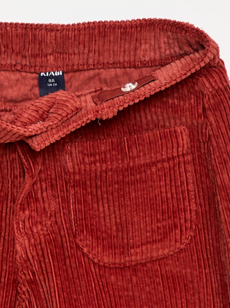Calças largas de veludo lisas - Vermelho - Menina - 15.00€ - Kiabi