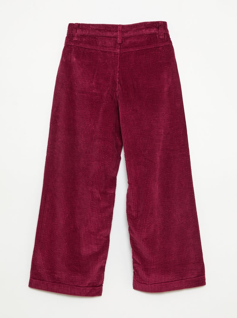 Calças largas de veludo lisas - Vermelho - Menina - 15.00€ - Kiabi