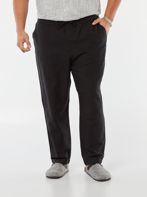 Calças de linho - preto - Kiabi