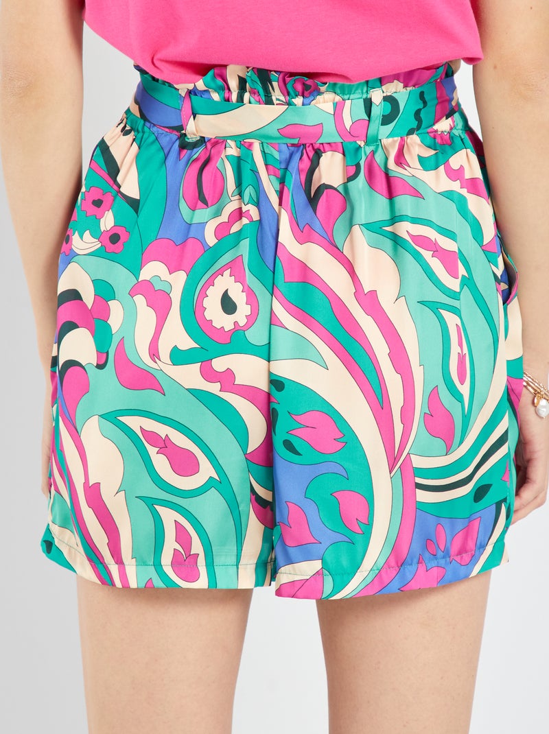 Calções fluidos estampados - AZUL - 18.00€ - Kiabi