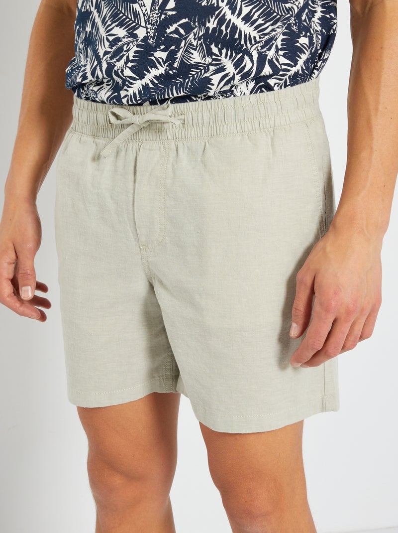 Calções lisos com linho ' Produkt' - Cinza - 20.00€ - Kiabi