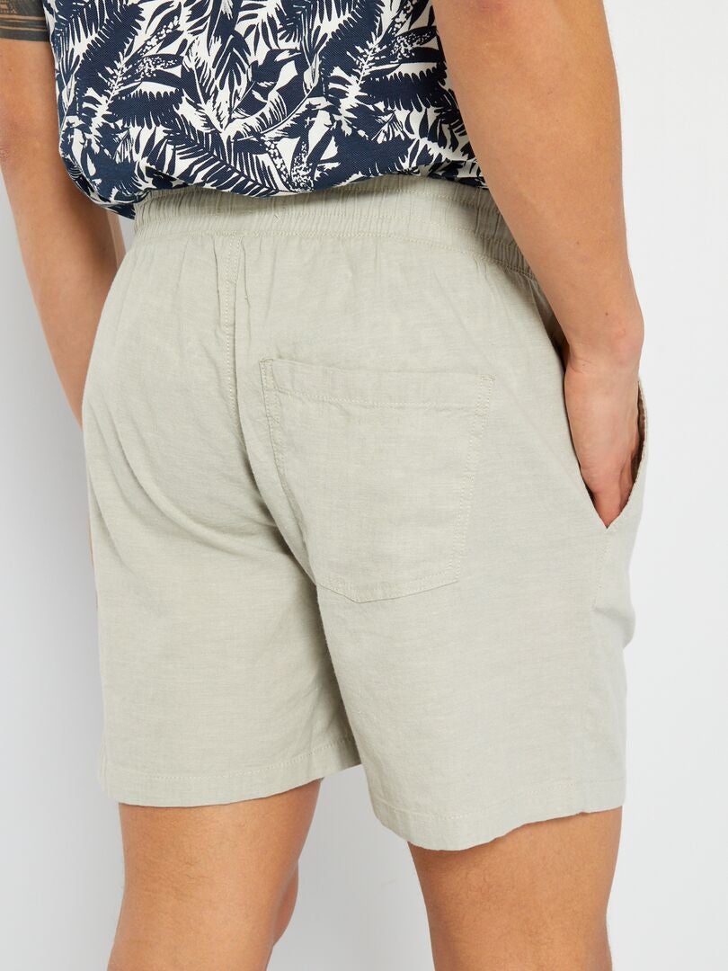 Calções lisos com linho ' Produkt' - Jeans - Kiabi - 20.00€