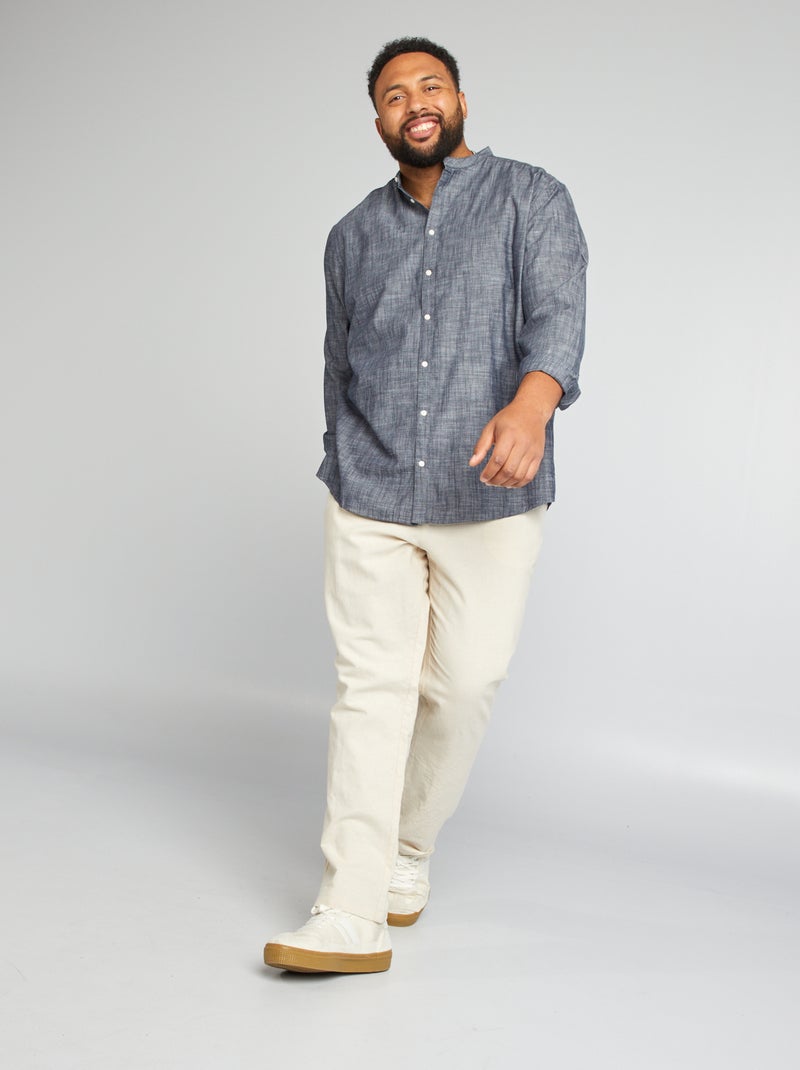 Camisa com colarinho mao e manga comprida - AZUL - Kiabi - 23.00€