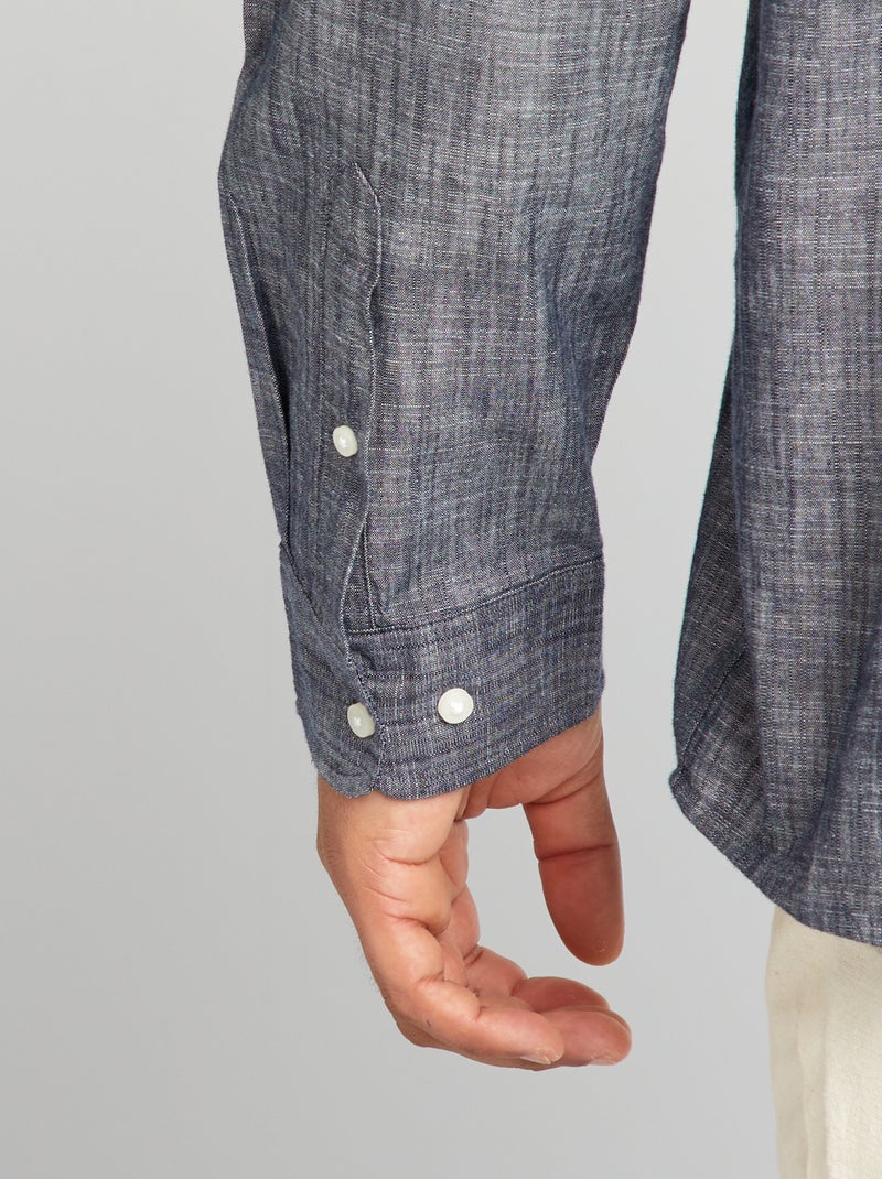 Camisa com colarinho mao e manga comprida - AZUL - Kiabi - 23.00€