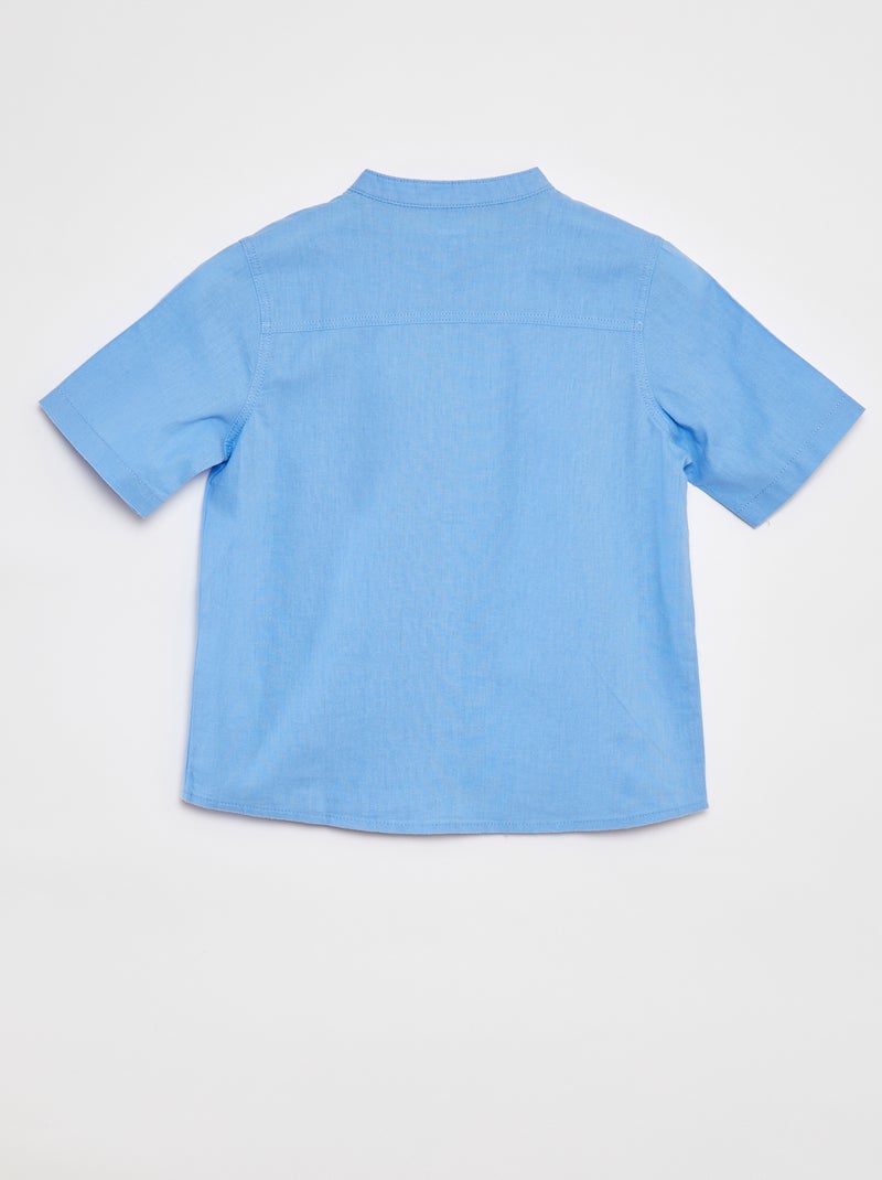 Camisa com colarinho mao e manga curta - AZUL - Menino - 9.00€ - Kiabi
