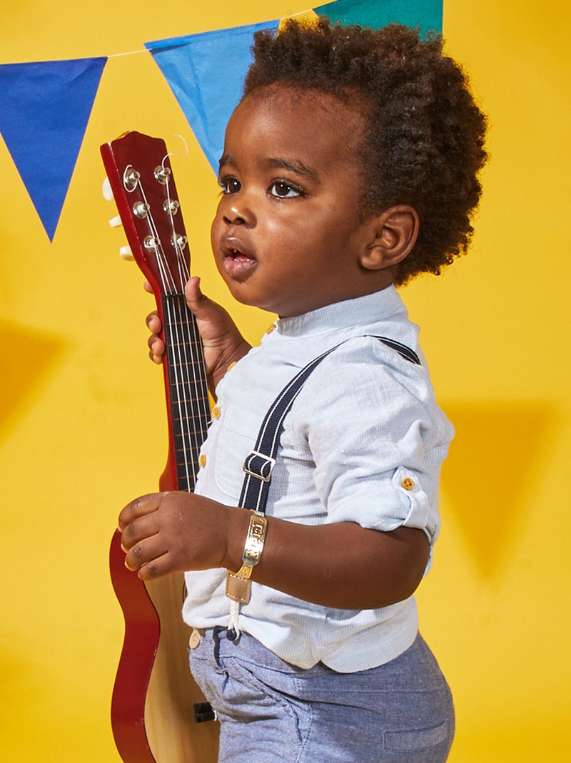 Camisa com colarinho mao em linho - AZUL - Kiabi - 10.00€