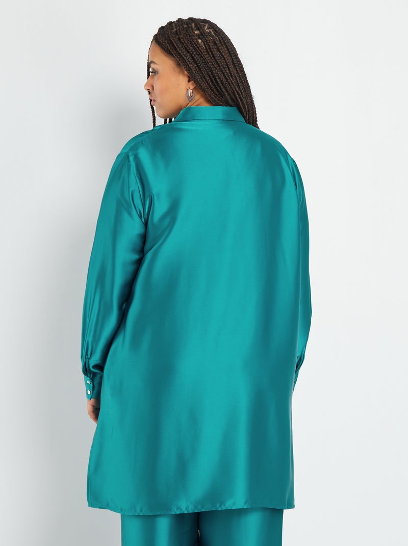 Camisa comprida acetinada - AZUL - Kiabi - 27.00€