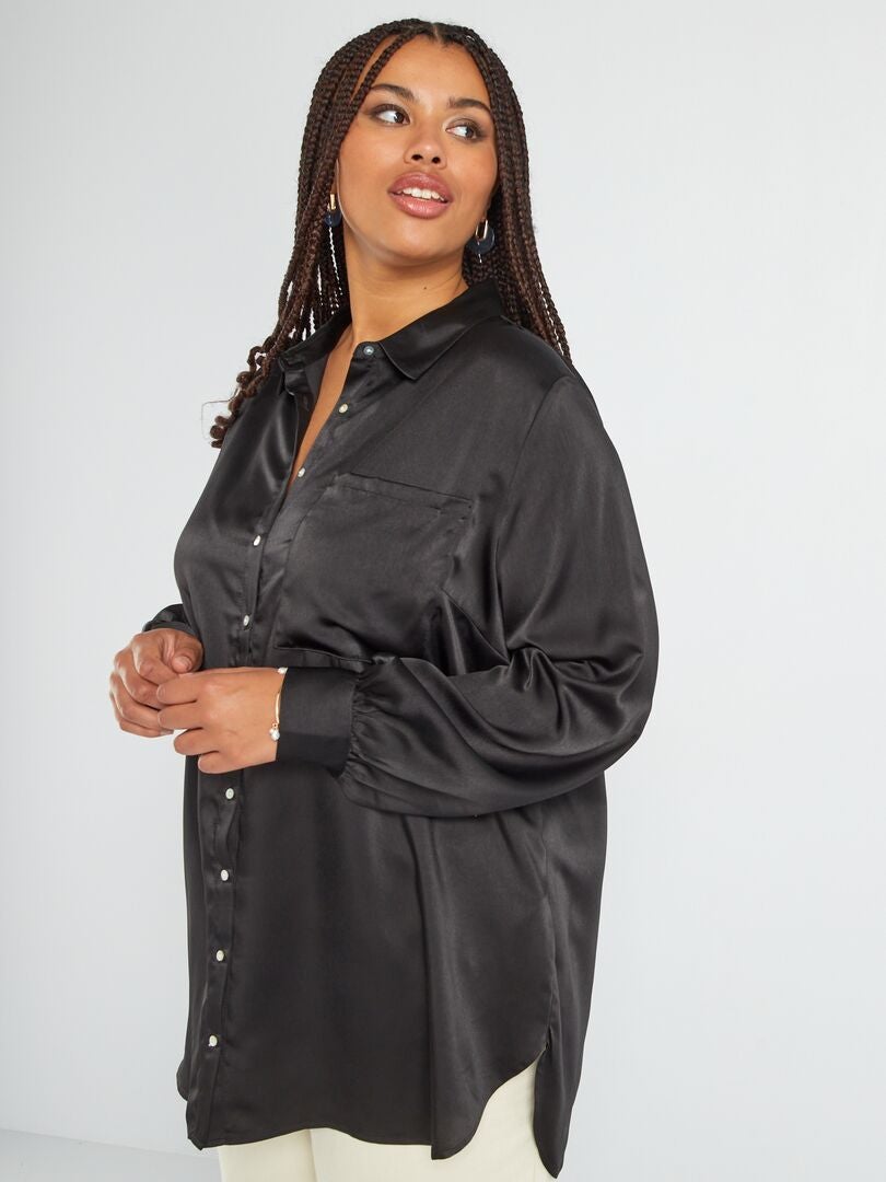 Camisa comprida acetinada - PRETO - Kiabi - 22.00€