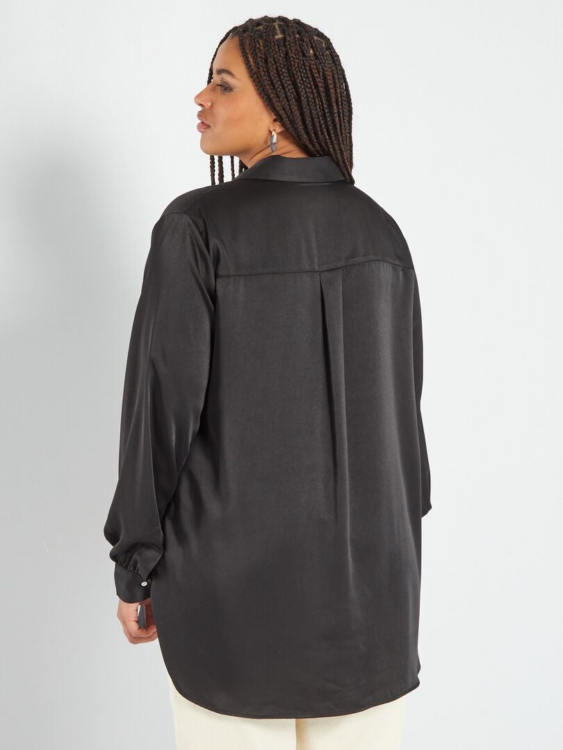 Camisa comprida acetinada - PRETO - Kiabi - 22.00€