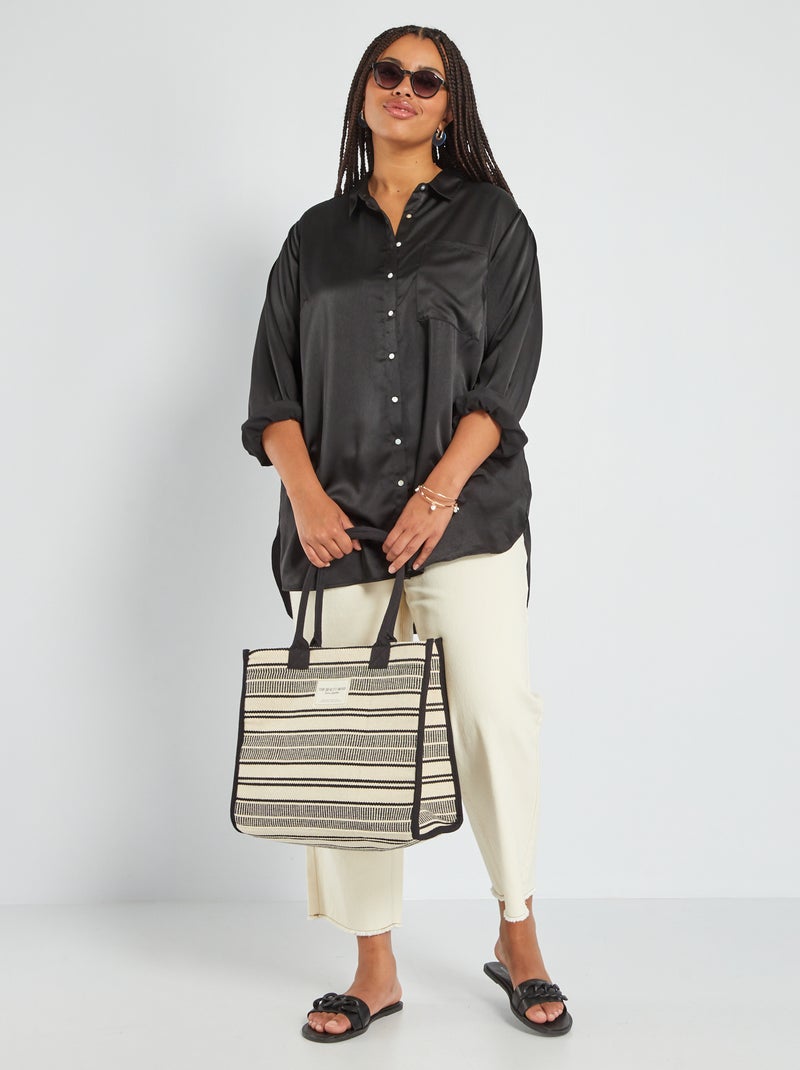 Camisa comprida acetinada - PRETO - Kiabi - 22.00€