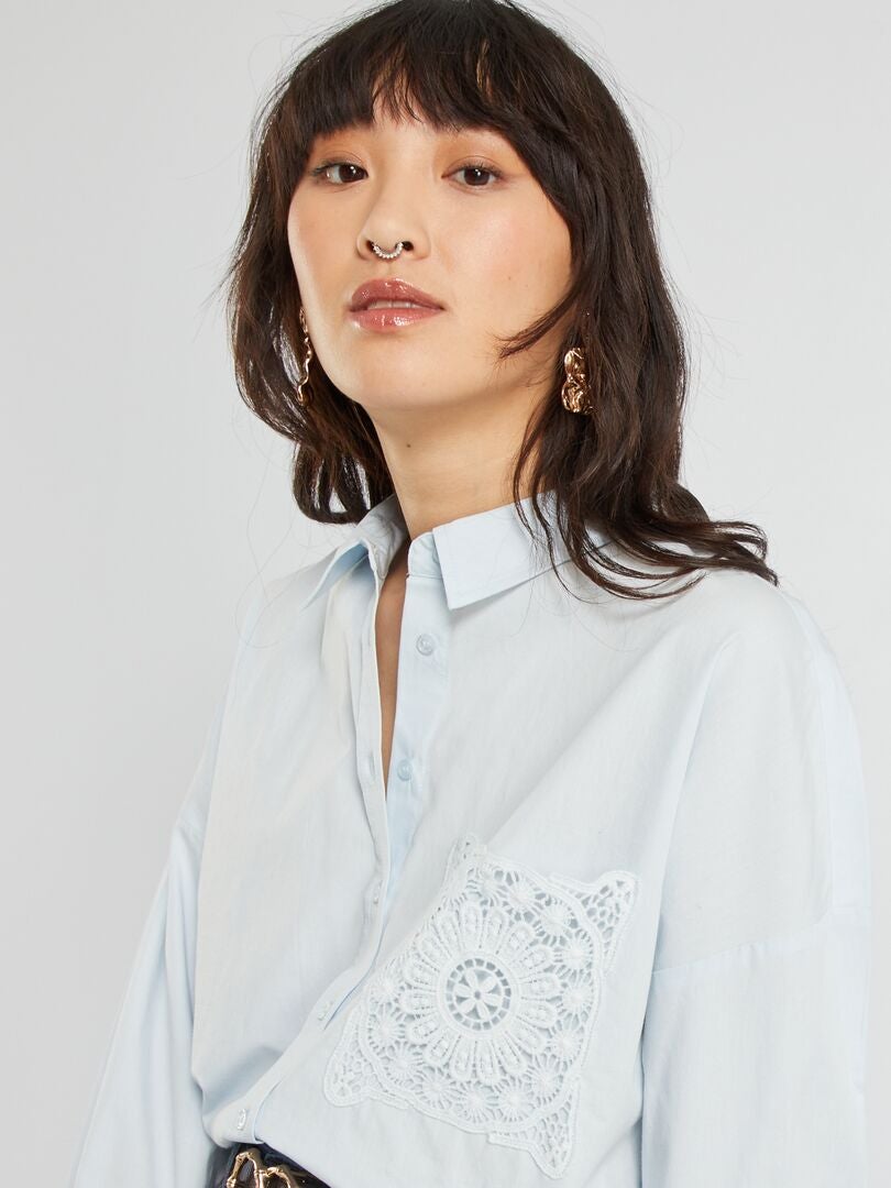 Camisa comprida em popelina - AZUL - Kiabi - 20.00€