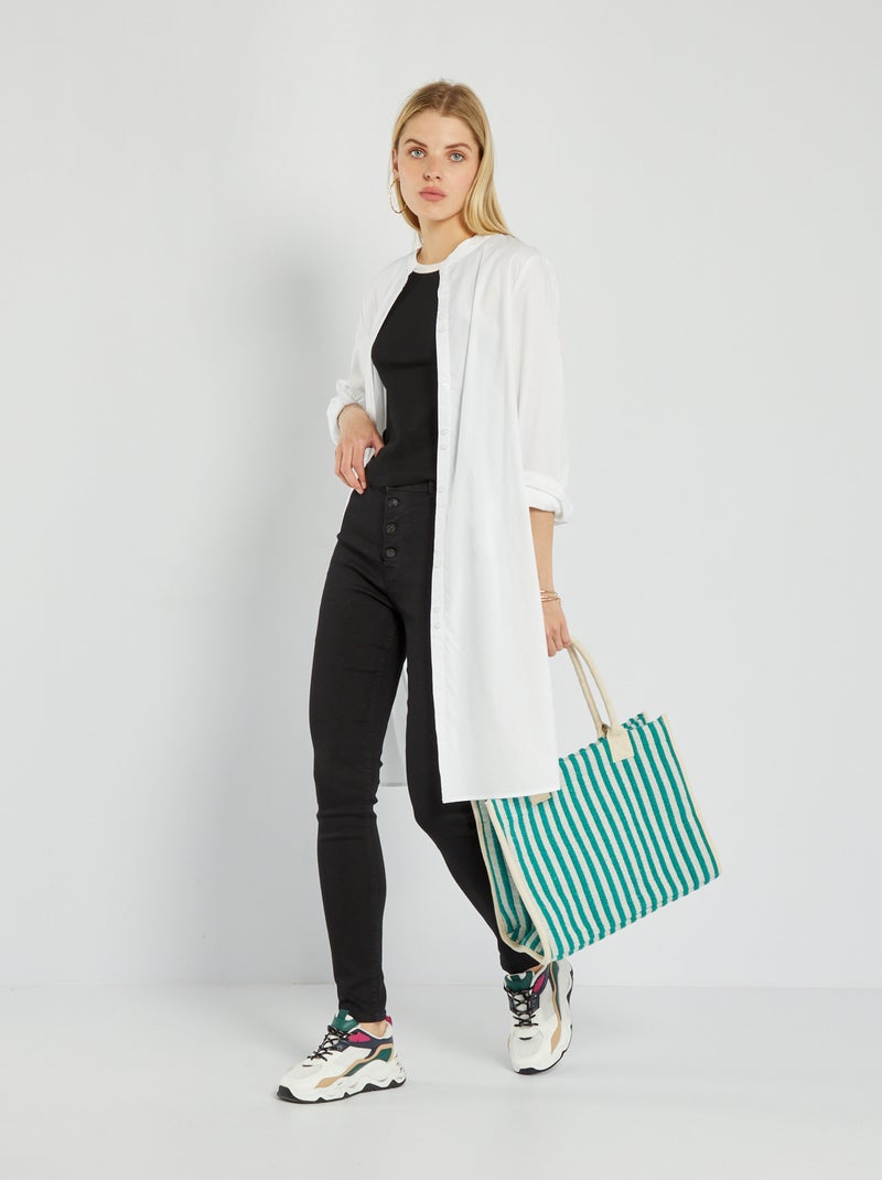 Camisa comprida em popelina - BRANCO - Kiabi - 22.00€