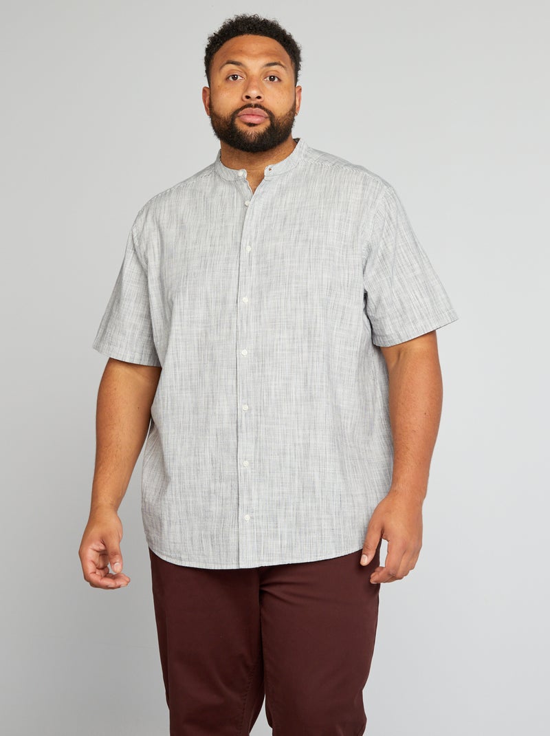 Camisa de corte direito com colarinho mao - AZUL - Kiabi - 20.00€