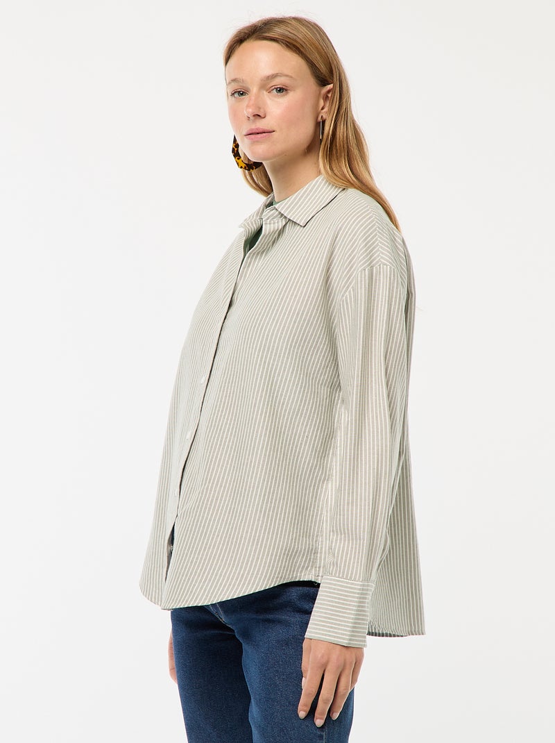 Camisa de manga comprida oxford - Caqui - Mulher - 15.00€ - Kiabi