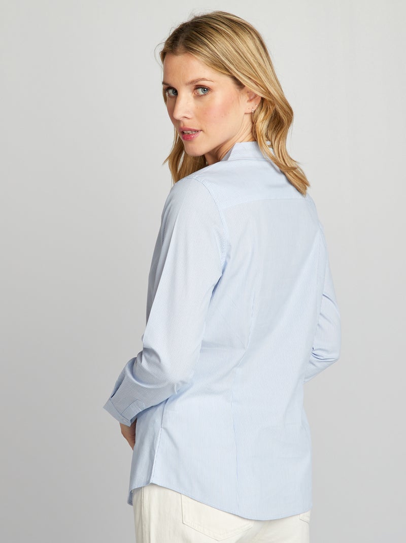 Camisa justa com colarinho italiano - AZUL - Mulher - 10.00€ - Kiabi