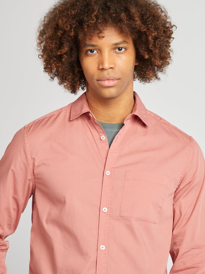 Camisa regular em popelina - ROSA - Homem - 15.00€ - Kiabi