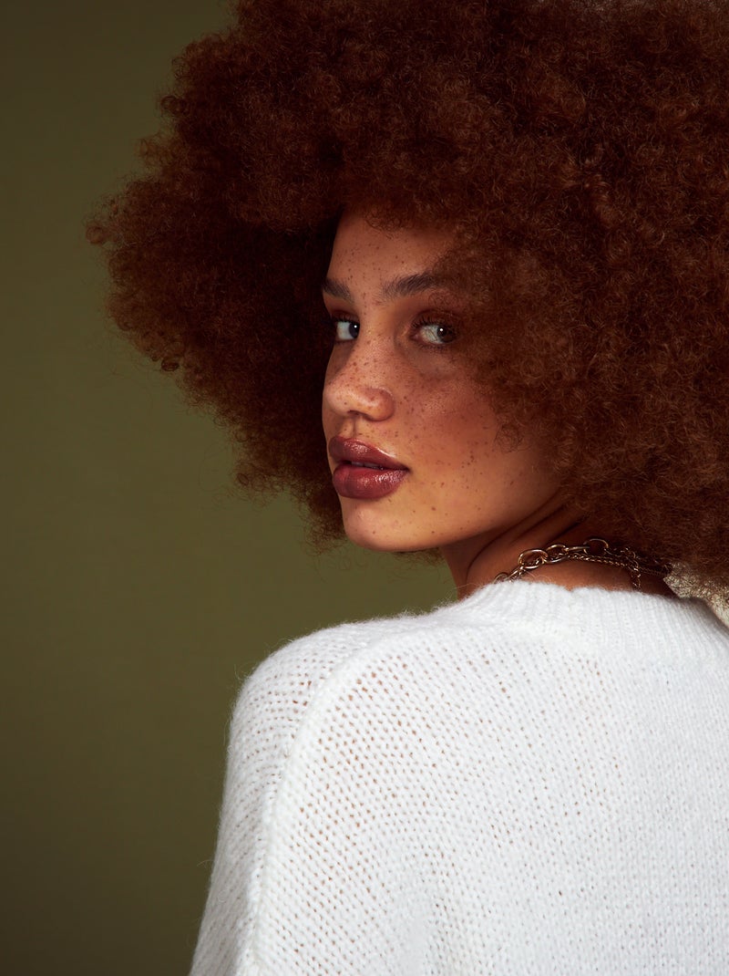 Camisola curta em malha - BRANCO - Mulher - 20.00€ - Kiabi