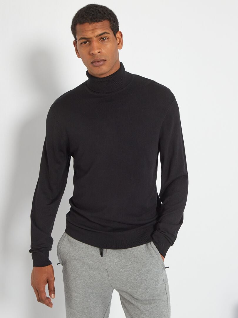 Camisola fina com gola alta - Preto - Kiabi - 14.00€