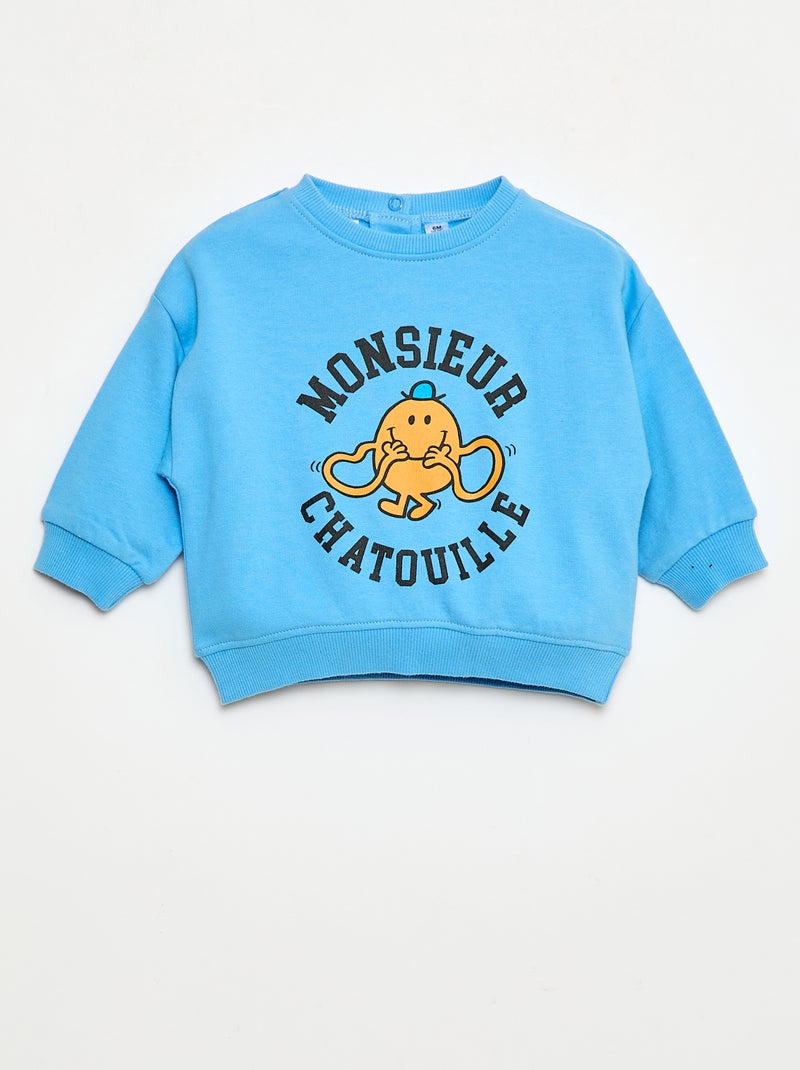 Camisola polar de gola redonda 'Monsieur Madame' em algodão - Azul ...