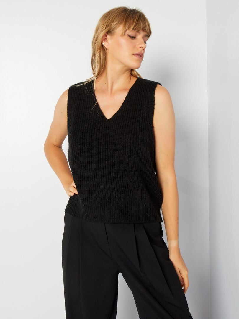 Camisola sem mangas com decote em bico 'JDY' - Preto - Kiabi - 20.00€