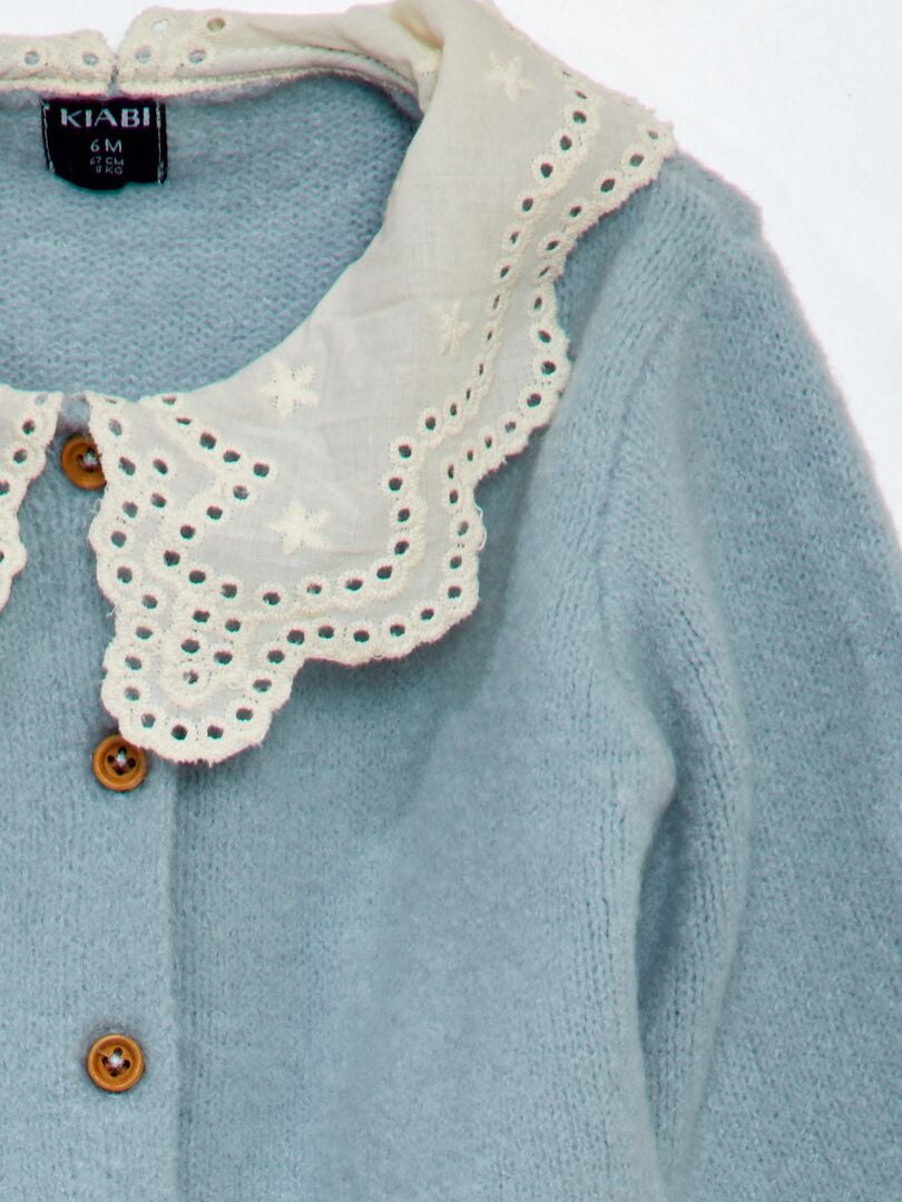 Casaco com colarinho em bordado inglês - AZUL - Kiabi - 13.00€