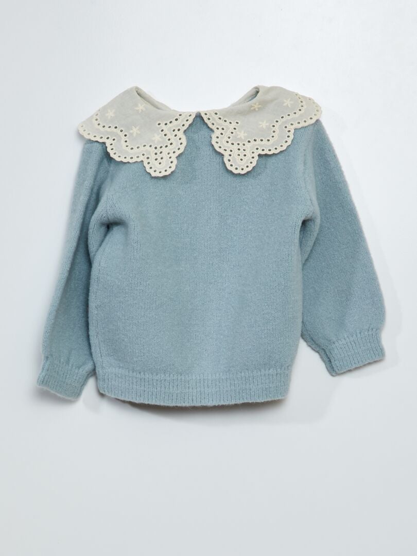 Casaco com colarinho em bordado inglês - AZUL - Kiabi - 13.00€