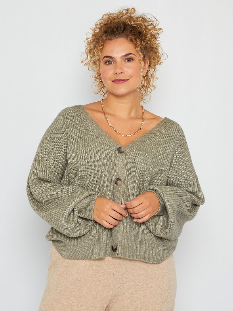 Casaco em malha mesclada - Caqui castanho - Kiabi - 18.00€