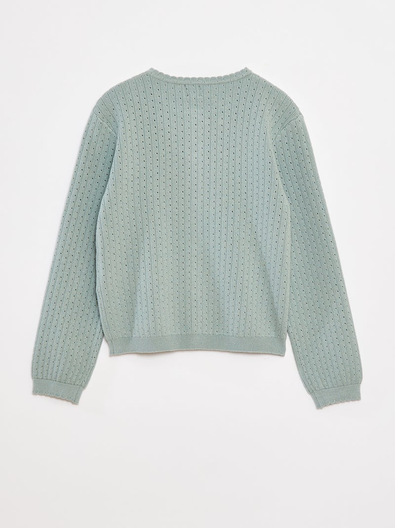 Casaco em malha pointelle liso - Verde - Menina - 12.00€ - Kiabi