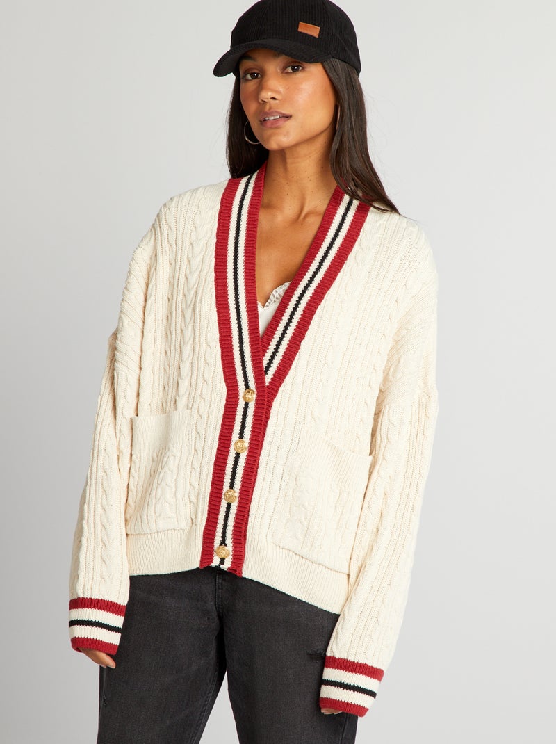 Casaco em malha torcida - Bege - 25.00€ - Kiabi