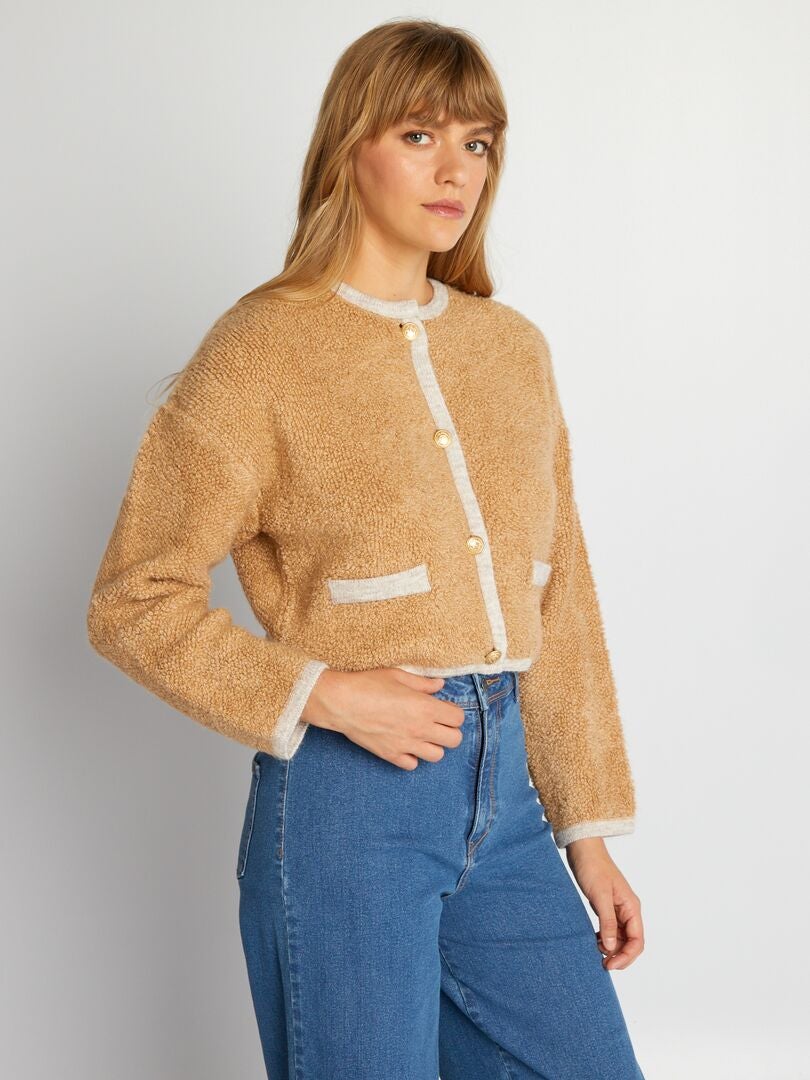 Casaco em malha trama - BEGE - Kiabi - 25.00€