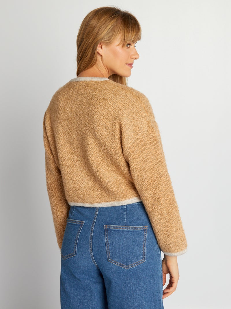 Casaco em malha trama - BEGE - 25.00€ - Kiabi