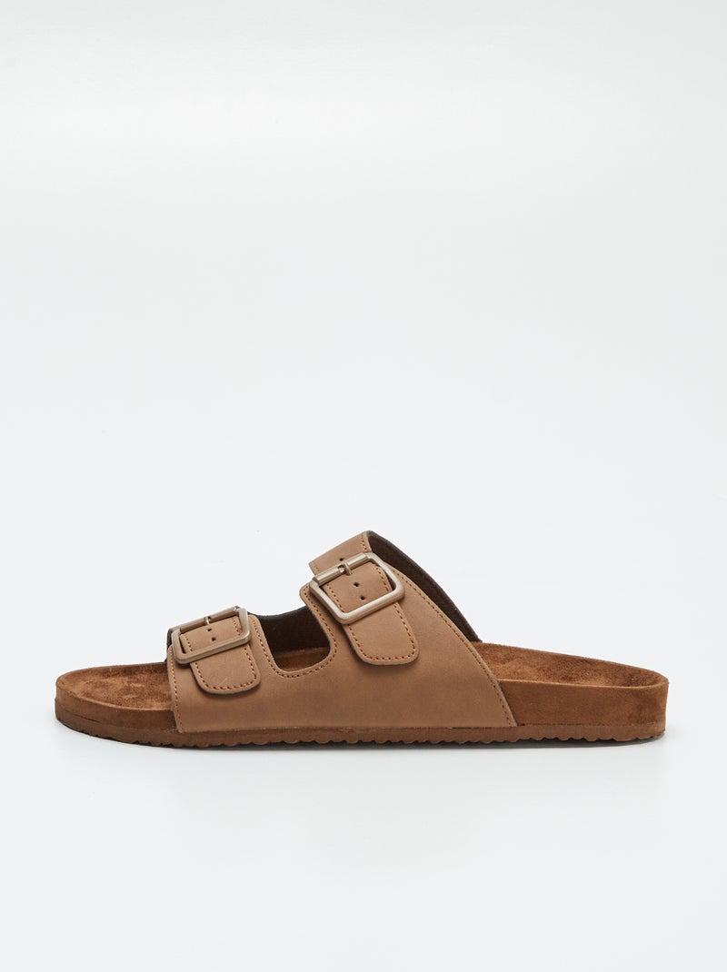Chinelas com tiras com fivela - CASTANHO - Homem - 15.00€ - Kiabi
